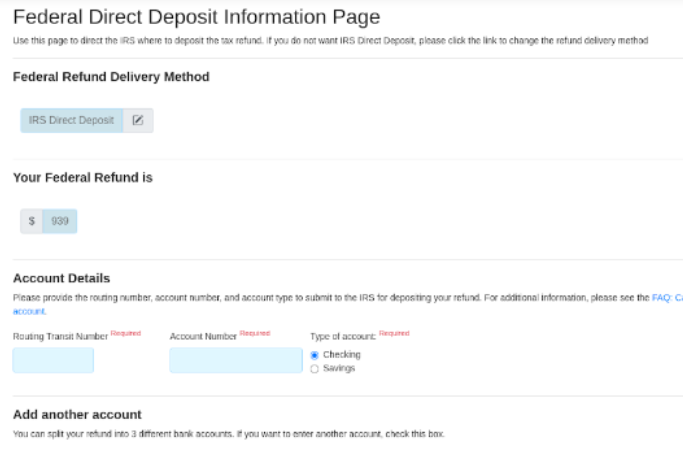 How to set up direct deposit for my refund – FileYourTaxes.com Free File