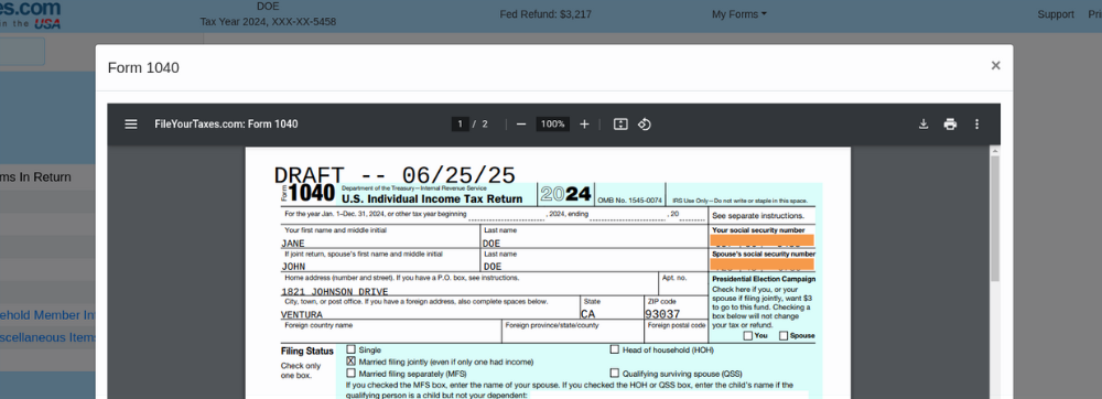 Can I view my tax return forms before filing? – FileYourTaxes.com Free File